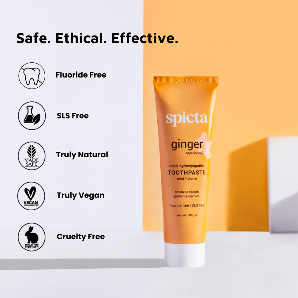 Spicta Ginger Mint Toothpaste | Natural, Fluoride-Free, SLS-Free | Best ...